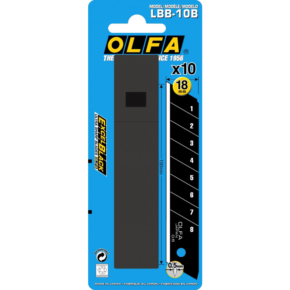 Decorating Supplies Direct - OLFA Excel Black Ultra-Sharp Blades 18mm Pack of 10